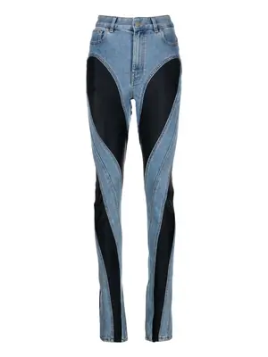 MUGLER Mugler Straight Leg Pants Medium Blue Black