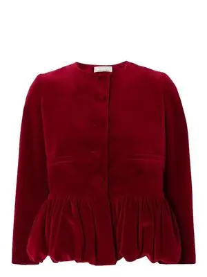 LIBEROWE Velvet Peplum Jacket - Red