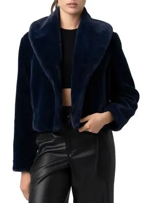 Blanknyc Shawl Collar Faux Fur Jacket - Frost Bite