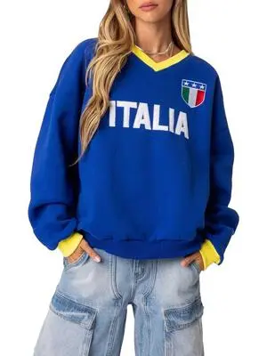EDIKTED Italy Oversized Sweatshirt - Blue