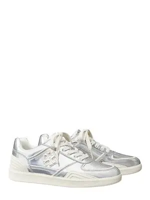 Tory Burch Clover Court Lace Up Low Top Sneakers - Argento