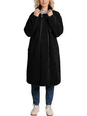 NOM MATERNITY Teddi Fleece Zip-up Coat - Black
