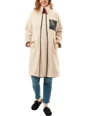 NOM MATERNITY Teddi Fleece Zip-up Coat - Cream