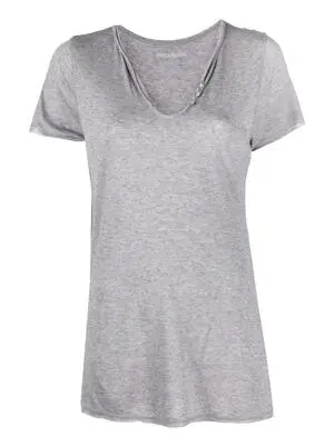 Zadig&Voltaire Star-button Henley-neck T-shirt - Grey