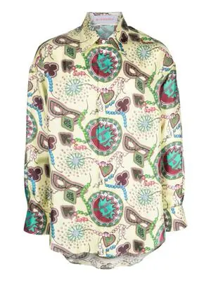 BLUEMARBLE Graphic-print Silk Shirt - Yellow