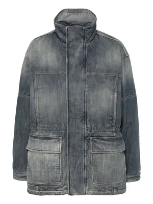 Balenciaga Distressed Denim Jacket - Blue