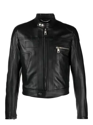 Dolce & Gabbana Zip-up Leather Biker Jacket - Black