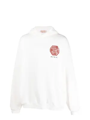 Marni Graphic-print Cotton Hoodie - White