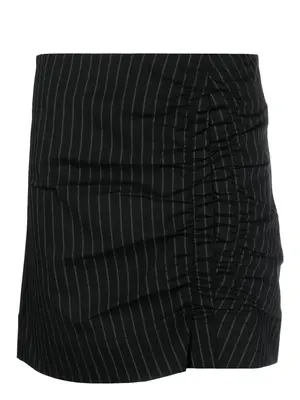 GANNI Ruched Striped Miniskirt - Black
