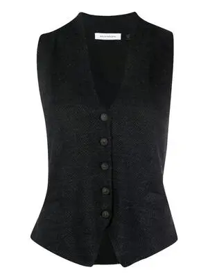 NELLS NELSON Button-up V-neck Waistcoat - Black