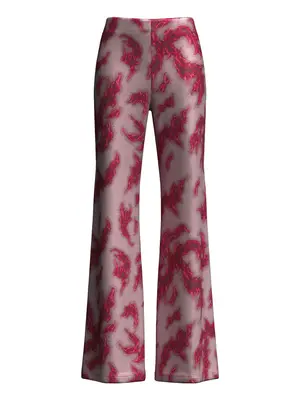 MARGHERITA MACCAPANI Graphic-print Flared Trousers - Red