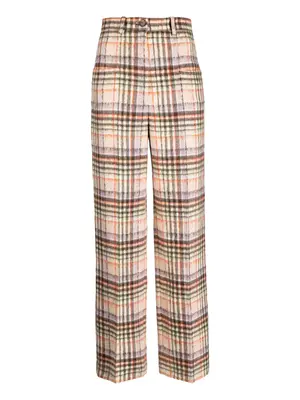 Sonia Rykiel Paris Checked Felted Wool Trousers - Brown