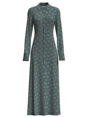 MARGHERITA MACCAPANI Andre Monogram-jacquard Maxi Shirtdress - Green