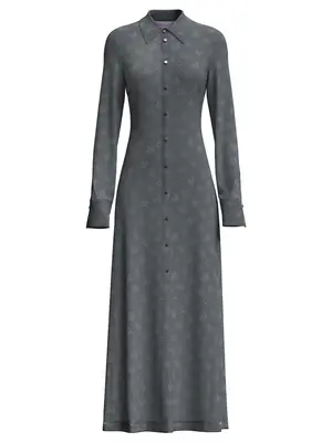 MARGHERITA MACCAPANI Andre Monogram-jacquard Maxi Shirtdress - Purple