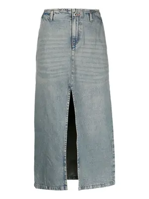 Gimaguas Front-slit Denim Midi Skirt - Blue