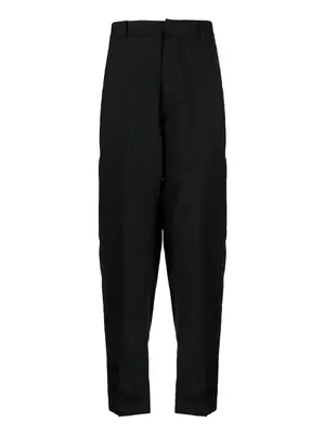 LARDINI Wool-blend Tapered Tailored Trousers - Black
