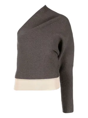 Rick Owens One-shoulder Ribbed-knit Jumper - Brown
