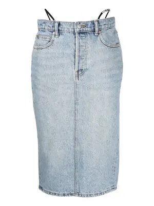 Alexander Wang Thong-strap Denim Midi Skirt - Blue