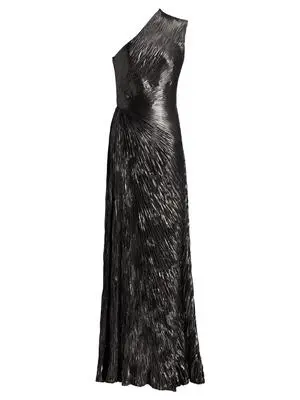 Ralph Lauren Foiled-finish Ruched Dress - Black