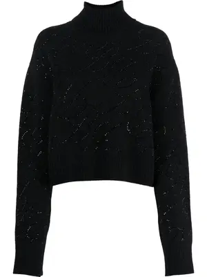 Blumarine Crystal-embellished Knitted Jumper - Black