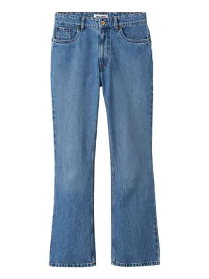 Miu Miu Logo-embroidered Flared Jeans - Blue