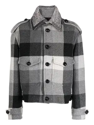 Etro Plaid Wool Blend Jacket - Black