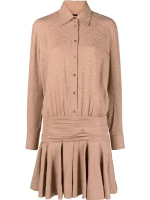 Pinko Arzach Logo Jacquard Shirt Dress - Neutrals