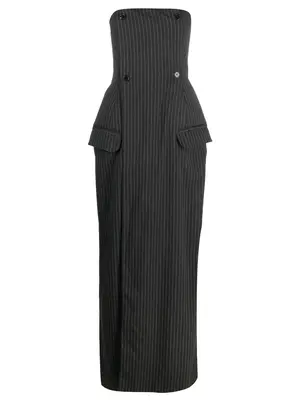IOANA CIOLACU Ioana Ciolacu Pinstripe Bandeau Maxi Dress