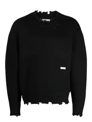 C2H4 Logo-plaque Distressed Jumper - Black