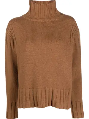 JIL SANDER Roll-neck Cashmere Jumper - Brown