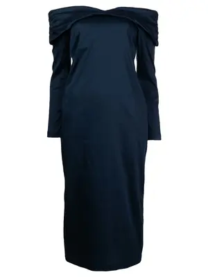 KIKA VARGAS Off-shoulder Midi Dress - Blue