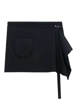 COURREGES Draped Stretch-wool Miniskirt - Black