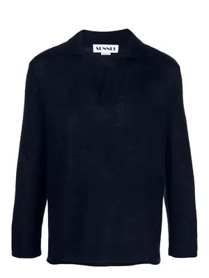 Sunnei Textured Mohair-blend Polo Shirt - Blue
