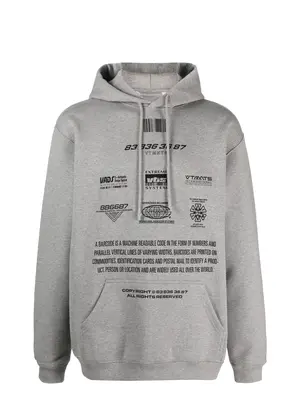 VTMNTS Movie Barcode Definition Cotton Hoodie - Grey