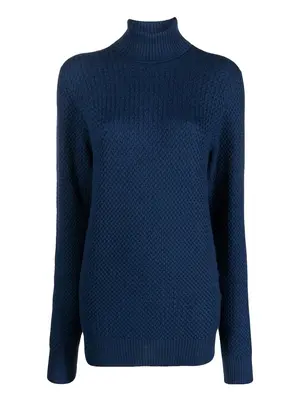FILERIA Roll-neck Virgin Wool Jumper - Blue