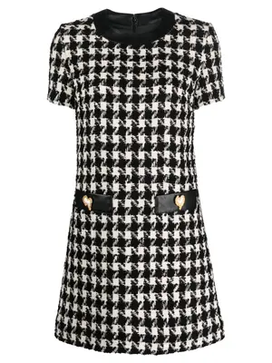 Moschino Houndstooth Knitted Mini Dress - Black