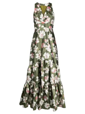 Sachin & Babi Rori Magnolia-print Gown - Green