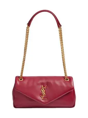 Saint Laurent Calypso Lambskin Shoulder Bag - Rouge Merlot