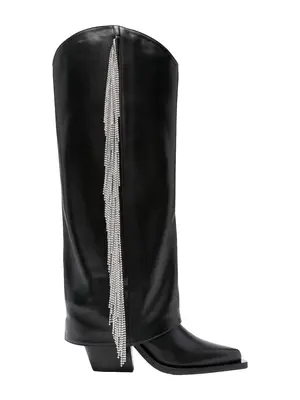LE SILLA Jewel 110mm Leather Boots - Black