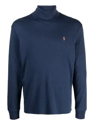 Ralph Lauren Logo-embroidered Roll-neck Jumper - Blue