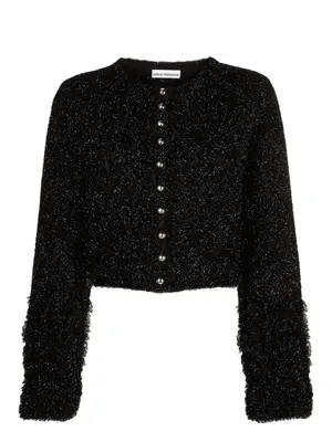 Rabanne Metallic Cropped Cardigan - Black