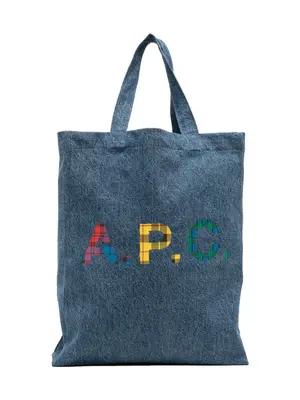A.p.c. Logo-print Denim Tote Bag - Blue