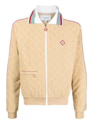 Casablanca Monogram-jacquard Velour Zip-up Jacket - Neutrals