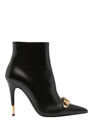 TOM FORD Chain-detail Leather Ankle Boots - Black