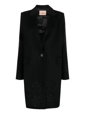 TWINSET TWINSET Floral-Embroidered Single-Breasted Coat