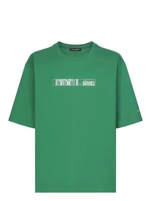 Dolce & Gabbana Barcode-print Cotton T-shirt - Green