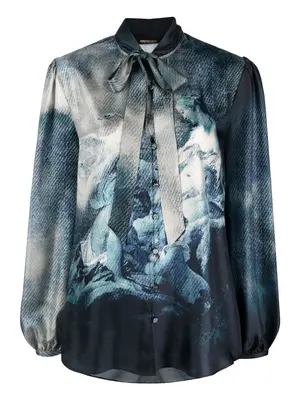 Roberto Cavalli Graphic-print Silk Blouse - Blue