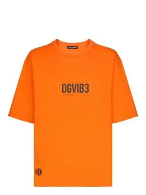 Dolce & Gabbana Slogan-print Cotton T-shirt - Orange