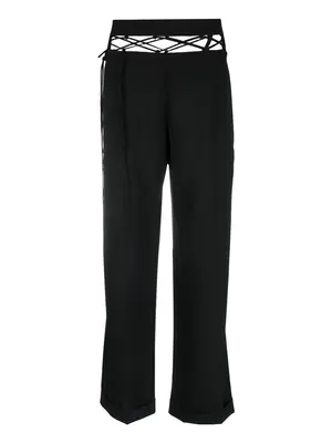NENSI DOJAKA Cut-out Wool Trousers - Black