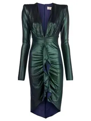 Alexandre Vauthier Draped Asymmetric Jersey Midi Dress - Green